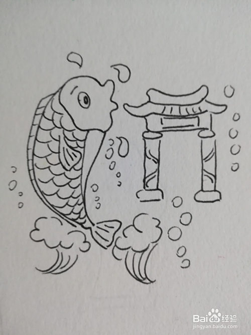 小鲤鱼跳龙门简笔画 小鲤鱼跳龙门绘画作品 伤感说说吧