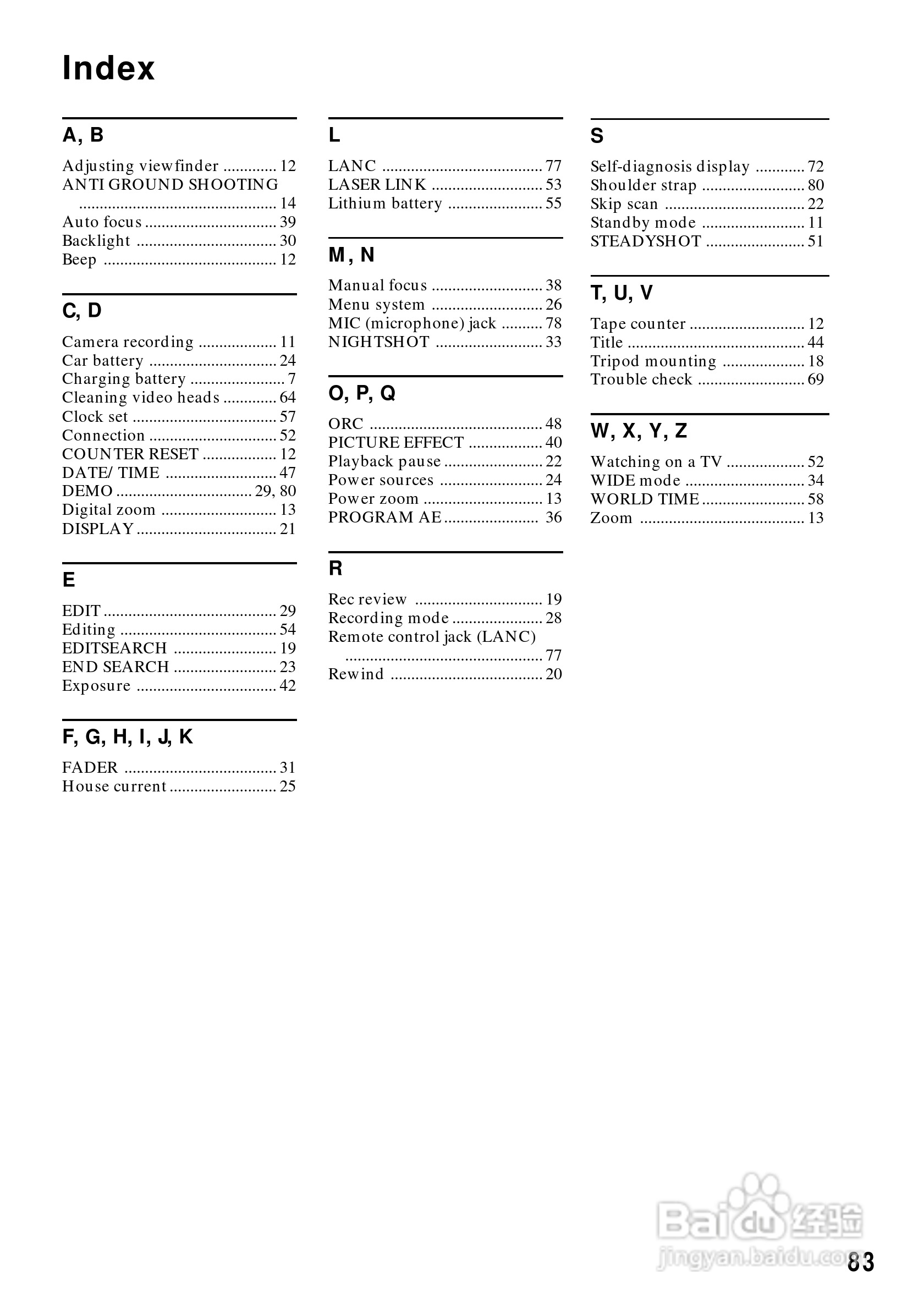 索尼CCD-TRV36模拟摄像机说明书:[9]-百度经验