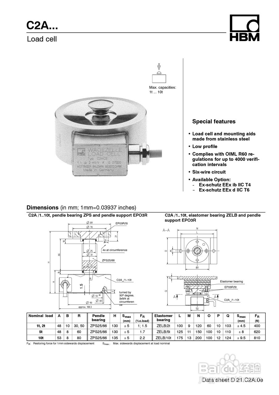 德国HBM称重传感器C2A产品说明书-百度经验