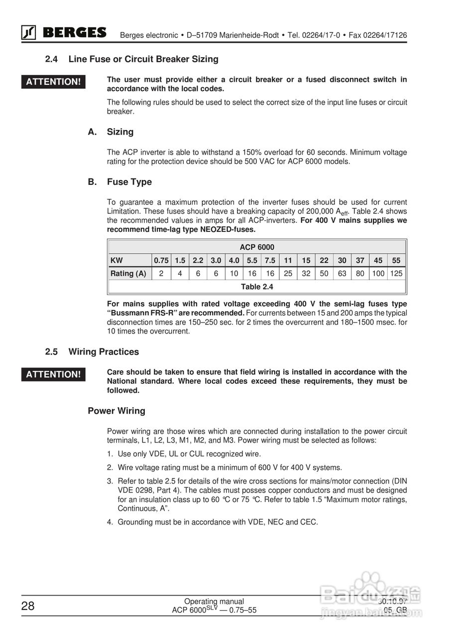 BERGES变频器ACP6000说明书:[4]-百度经验