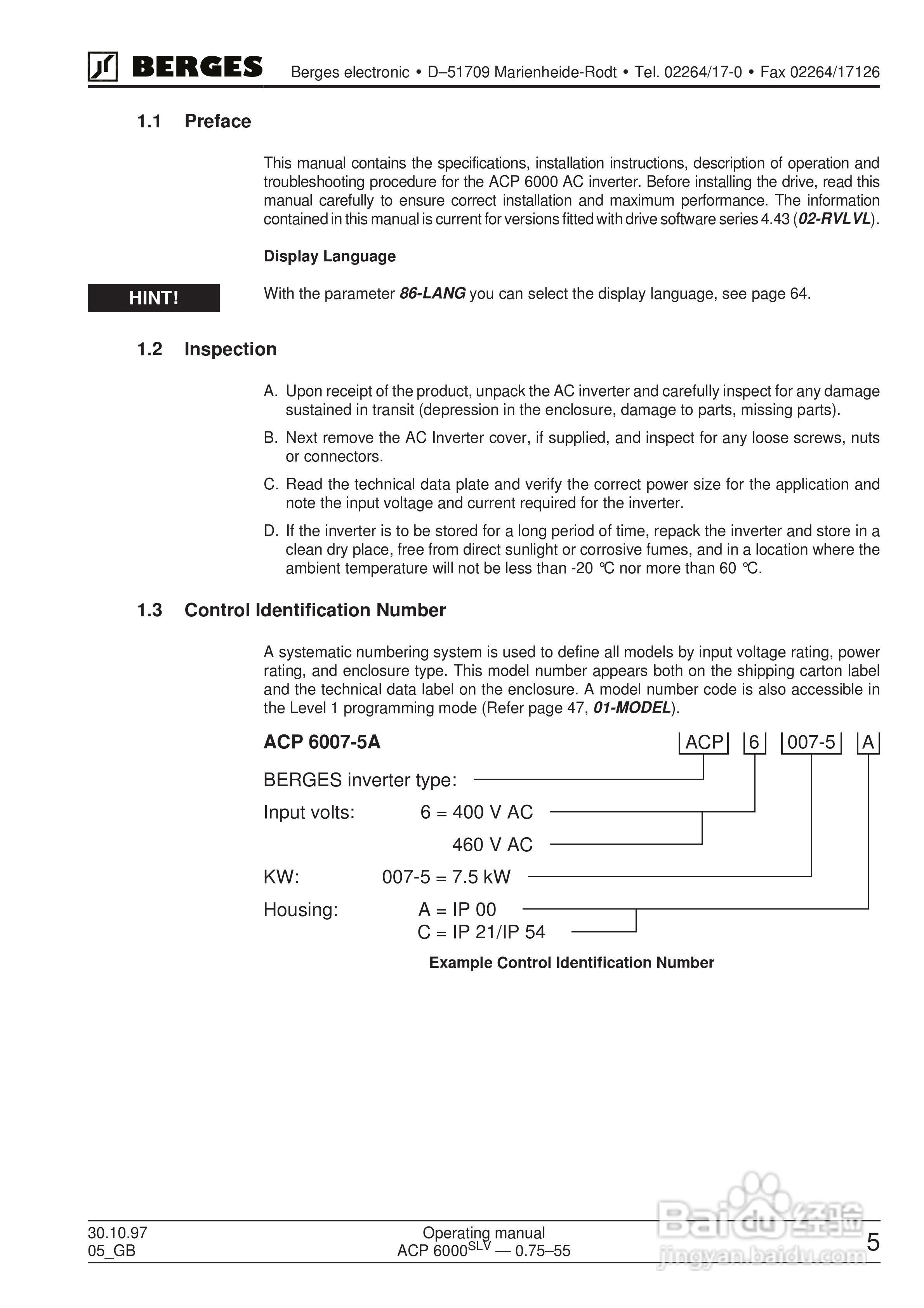 BERGES变频器ACP6000说明书:[2]-百度经验