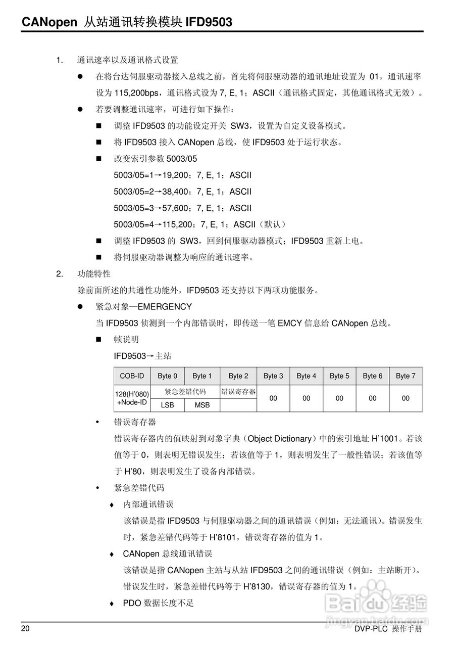 台达IFD9503 CANopen 从站通讯转换模组操作手册:[3]-百度经验