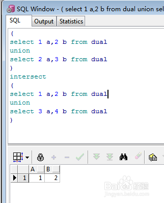 oracle中UNION和INTERSECT的用法【oracle技术】-百度经验