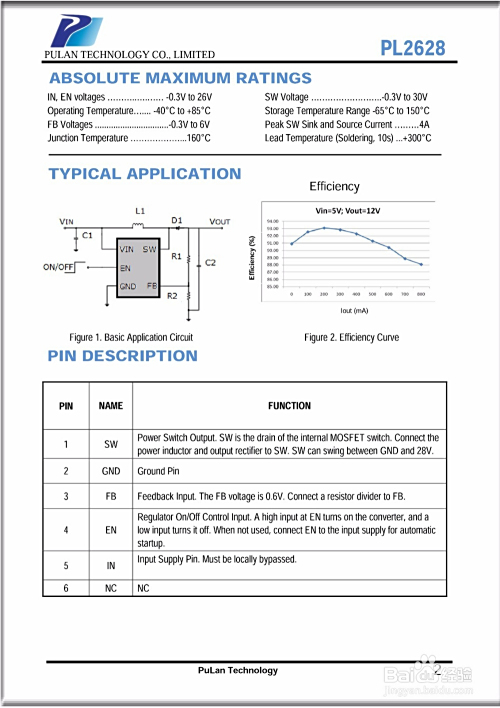 B628升压IC规格书PL2628-电子电路图_DC-DC_维库电子市场网
