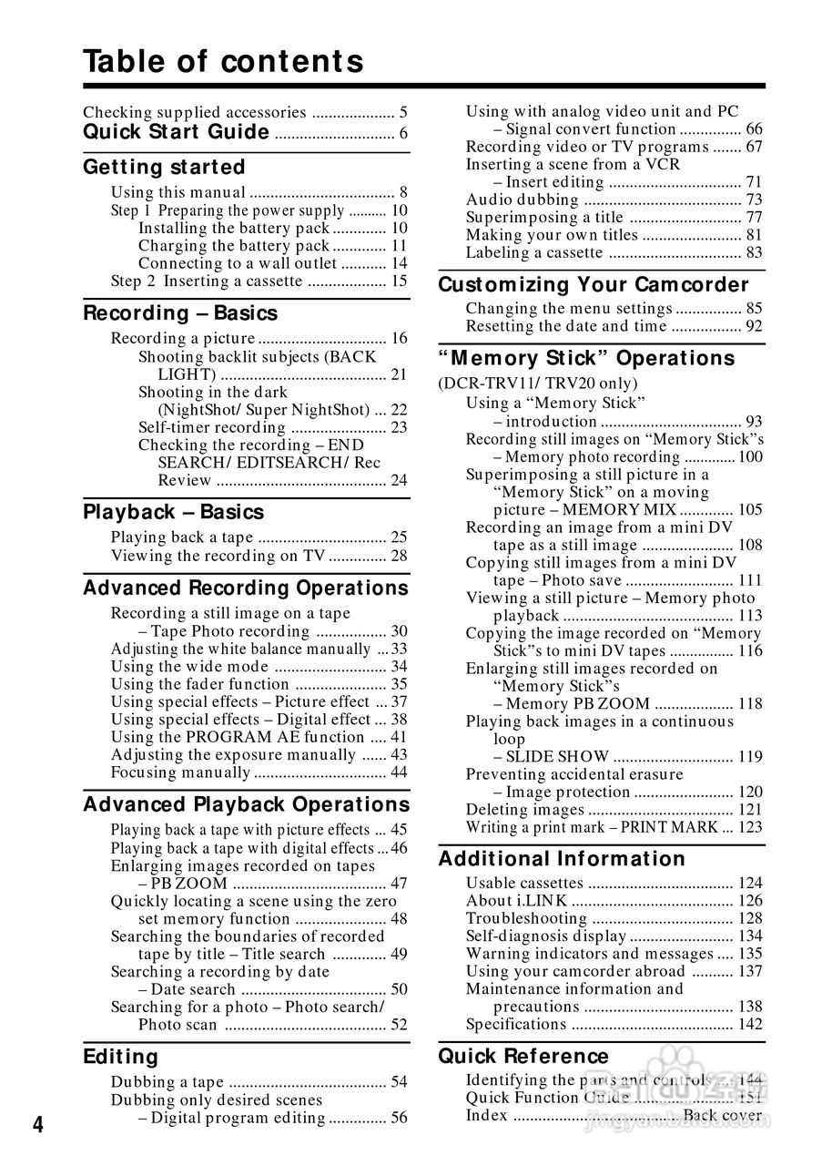 索尼DCR-TRV6数码摄像机说明书:[1]-百度经验